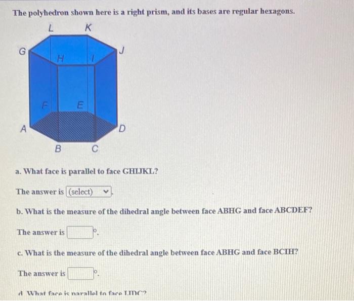 Solved The polyhedron shown here is a right prism, and its | Chegg.com