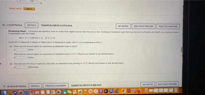Solved Need Help? 16. [-10.45 Points) DETAILS TANAPCALCBR10 | Chegg.com