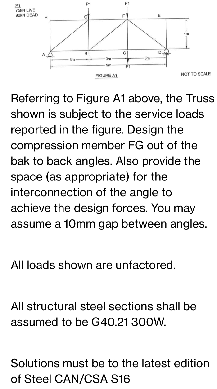 Solved Referring to Figure A1 ﻿above, the Truss shown is | Chegg.com
