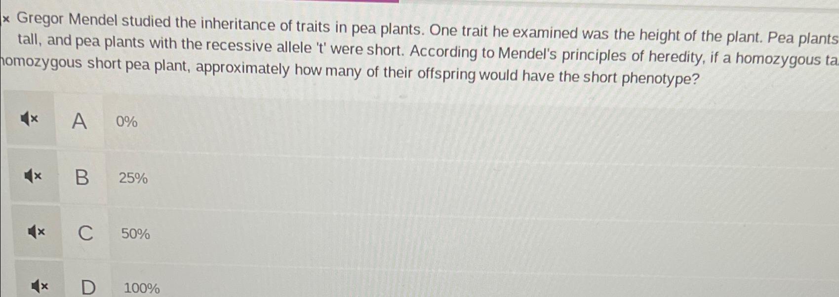 Solved Gregor Mendel studied the inheritance of traits in | Chegg.com