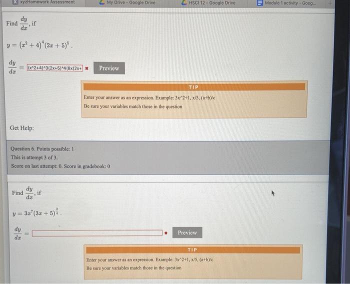 Solved X xyzHomework Assessment My Drive - Google Drive HSC | Chegg.com