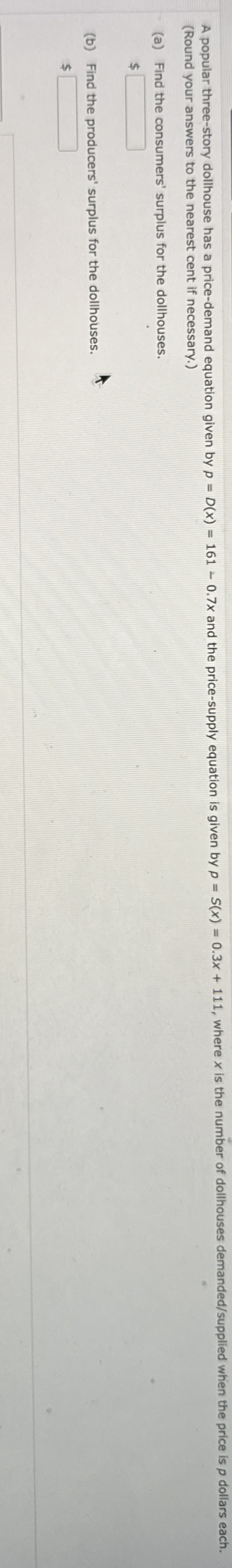 Solved (Round your answers to the nearest cent if | Chegg.com