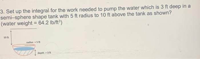 Solved 3. Set up the integral for the work needed to pump | Chegg.com