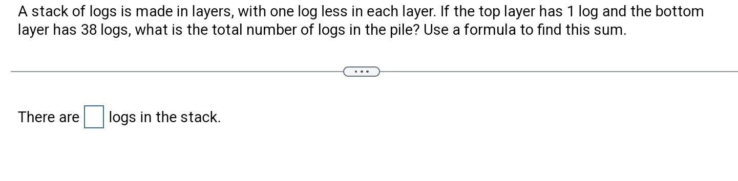 Solved A stack of logs is made in layers, with one log less | Chegg.com