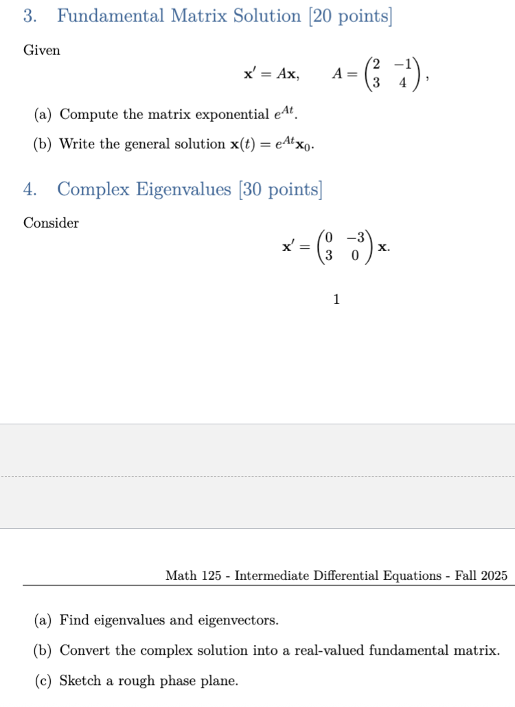 Solved Fundamental Matrix Solution [20 | Chegg.com