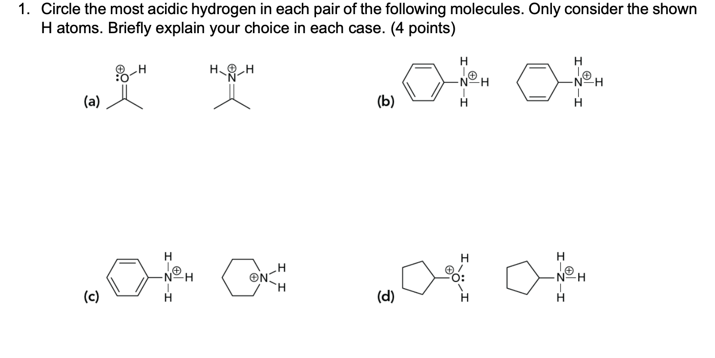 Solved Circle the most acidic hydrogen in each pair of the | Chegg.com