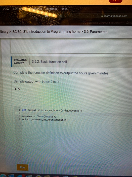 Solved View History marksindow Help learn.zybooks.com caming | Chegg.com