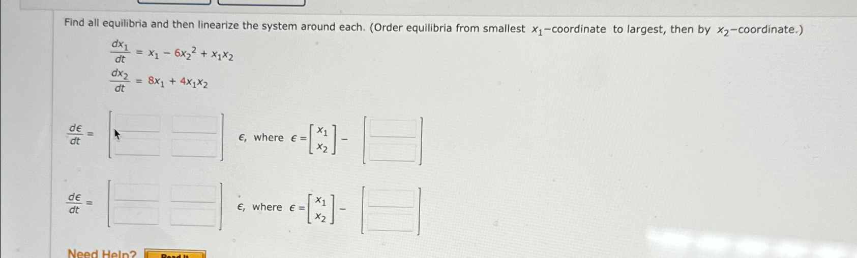 Solved Find all equilibria and then linearize the system | Chegg.com