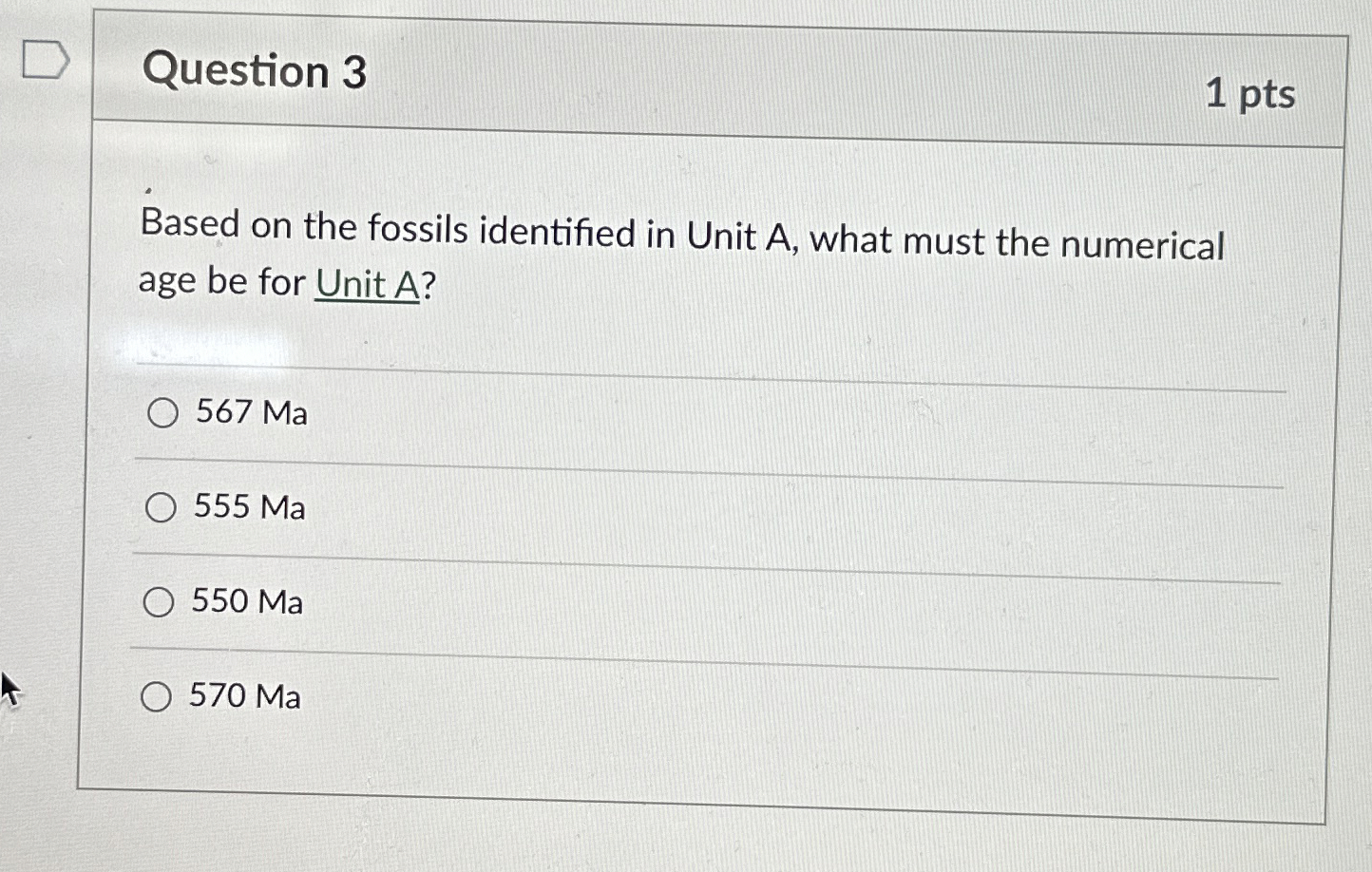 Solved Question 31 ﻿ptsBased on the fossils identified in | Chegg.com