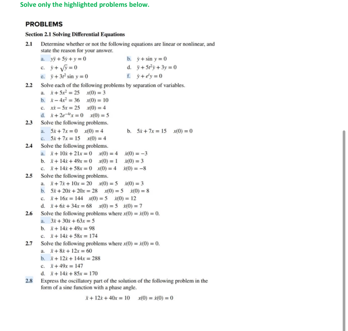 Solved Solve only the highlighted problems | Chegg.com