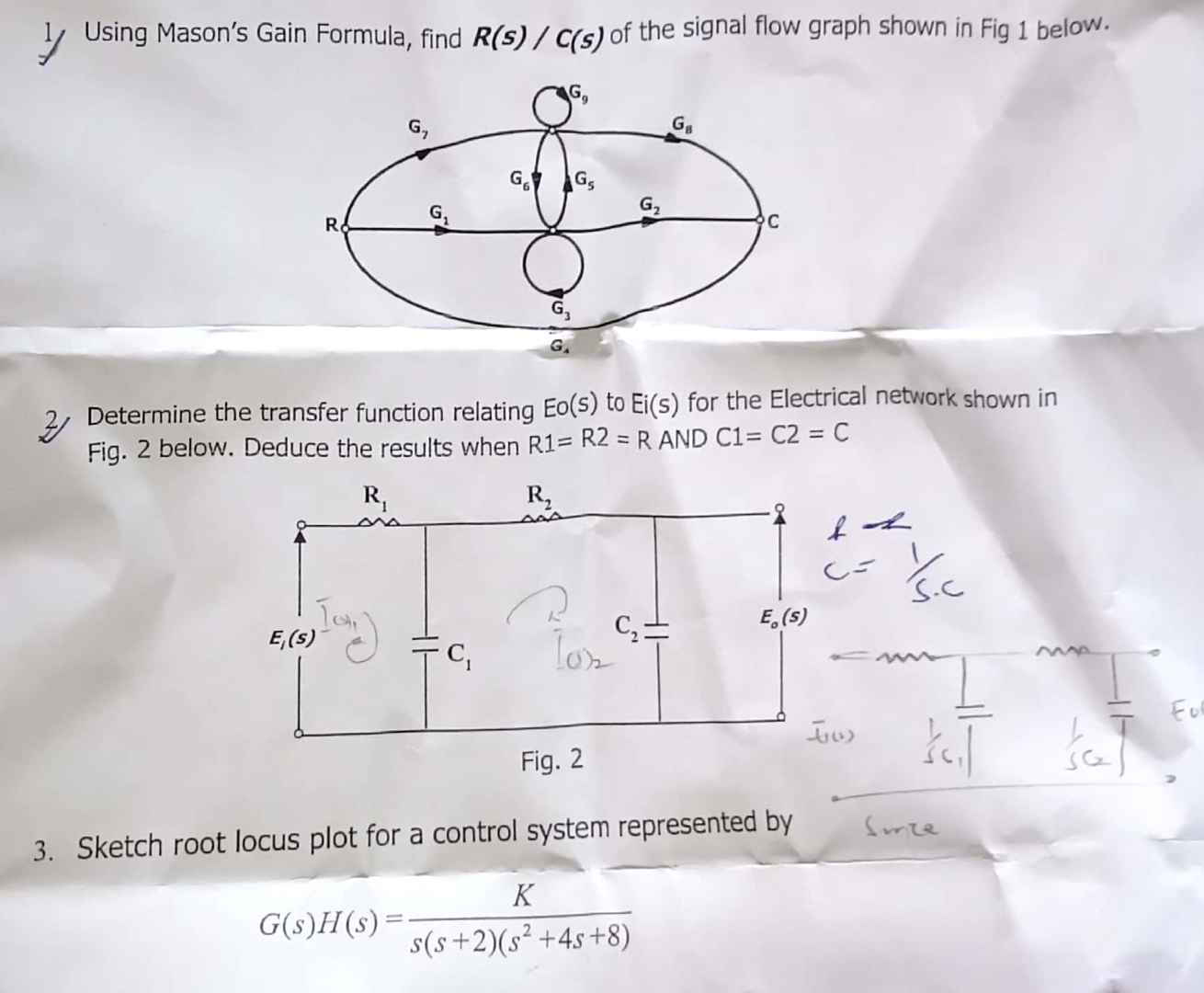 Solved Using Mason's Gain Formula, find RsC(s) ﻿of the | Chegg.com