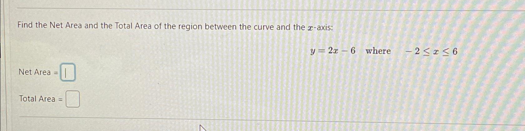 Solved Find the Net Area and the Total Area of the region | Chegg.com