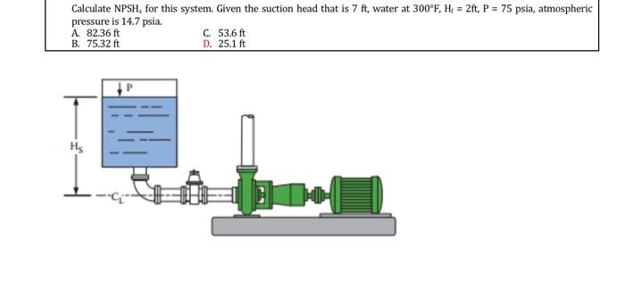 Solved Calculate NPSH, for this system. Given the suction | Chegg.com