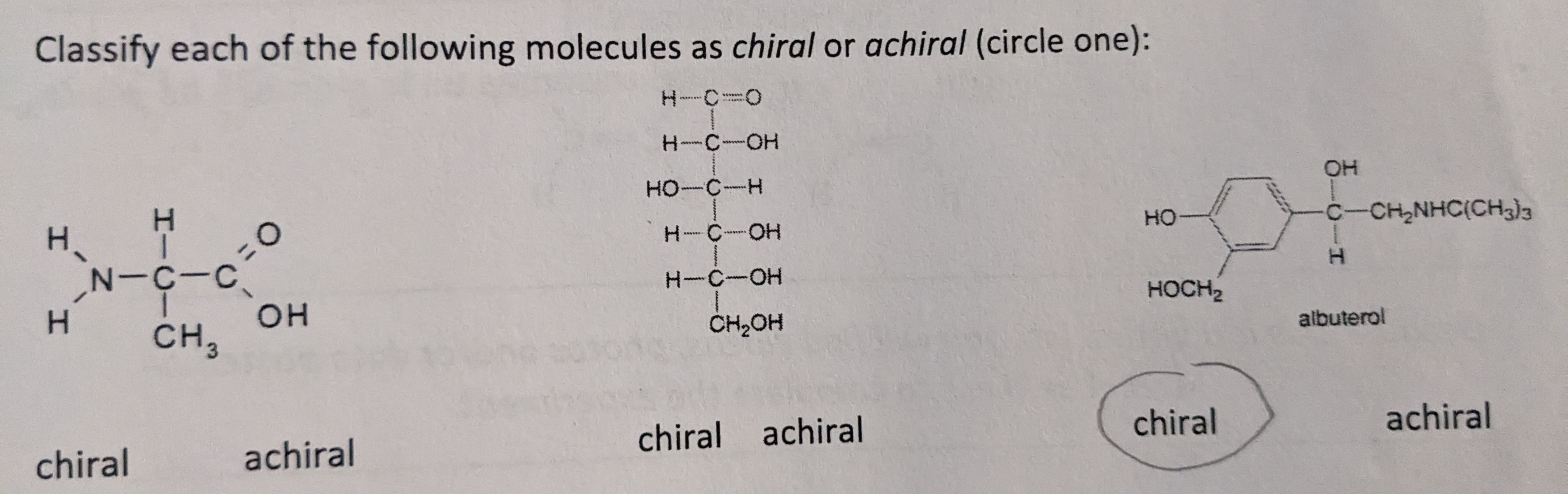 Solved classify each molecule as chiral or achiral | Chegg.com