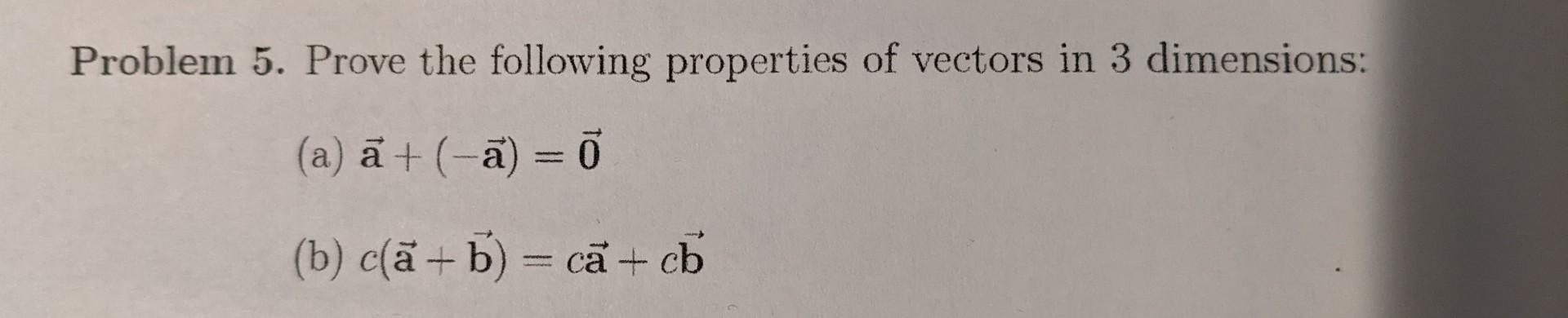 Solved Problem 5 . Prove the following properties of vectors | Chegg.com