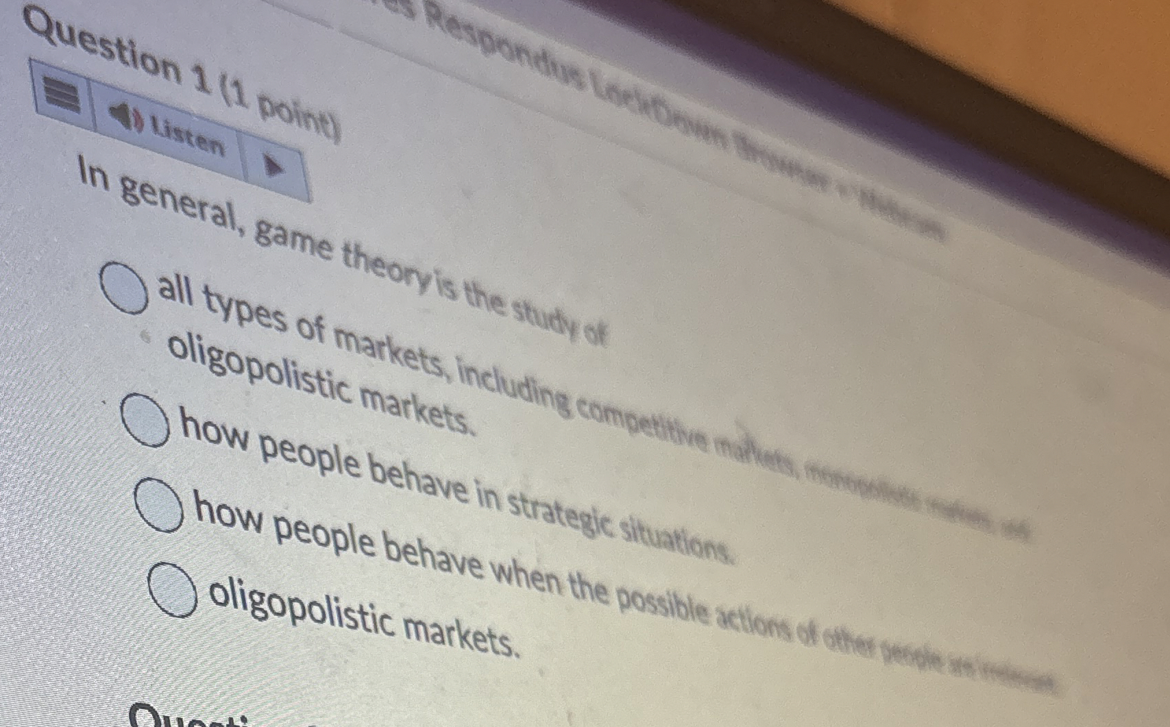 High Quality SOLUTION Question 1 (1 ﻿point)listenIn general, game theory is | Chegg.com