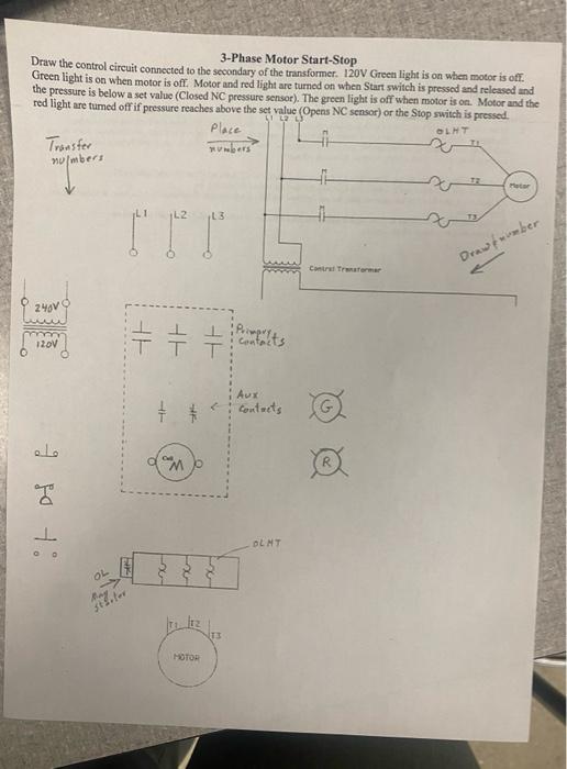 Solved 3-Phase Motor Start-Stop Draw the control circuit | Chegg.com