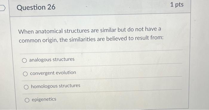 Solved When anatomical structures are similar but do not | Chegg.com