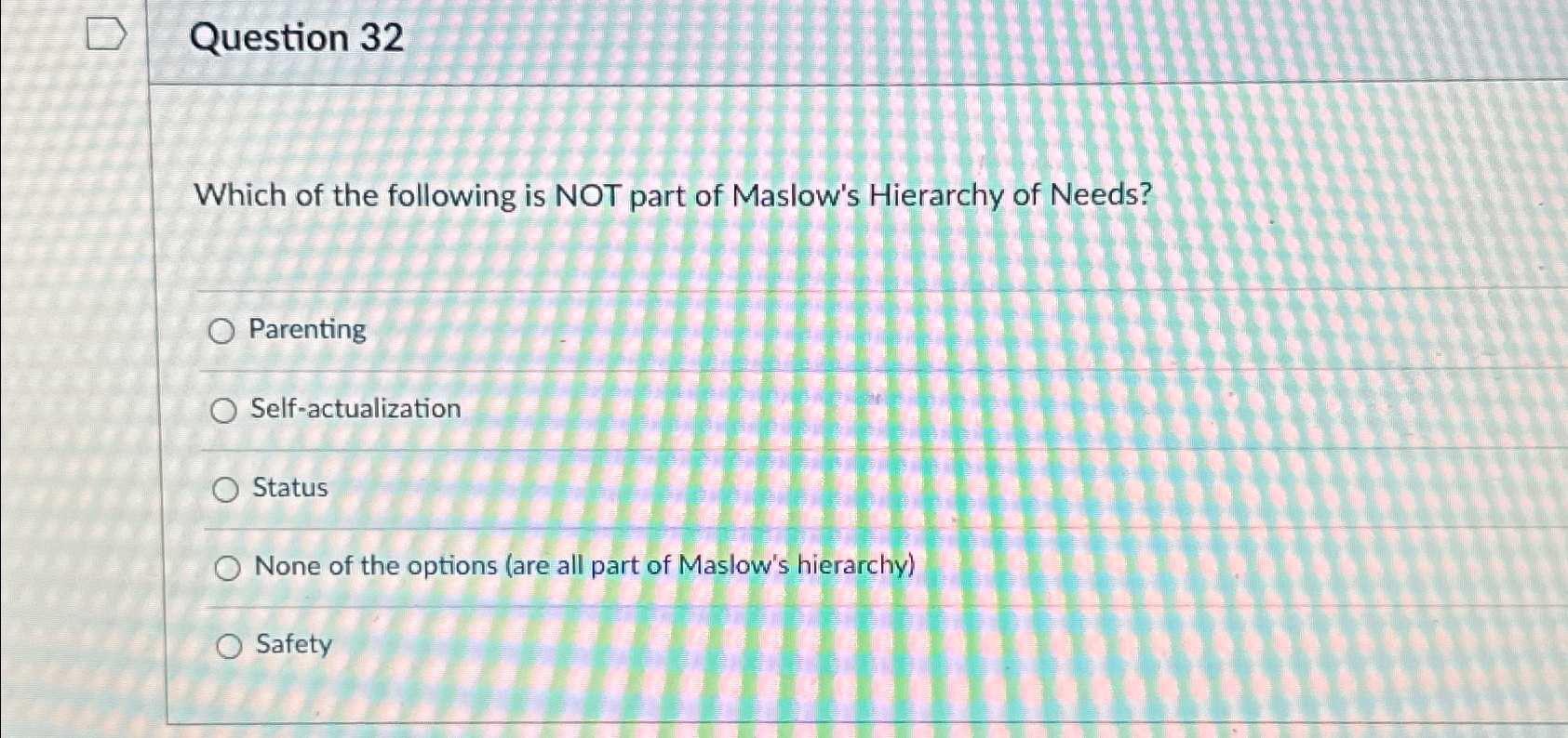 Solved Question 32Which of the following is NOT part of | Chegg.com