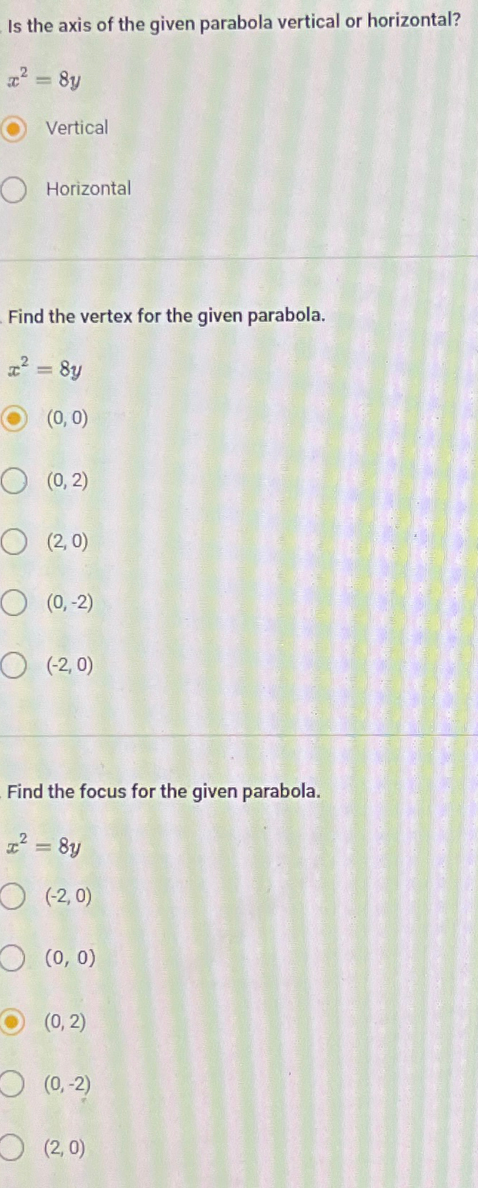 Solved Is the axis of the given parabola vertical or | Chegg.com
