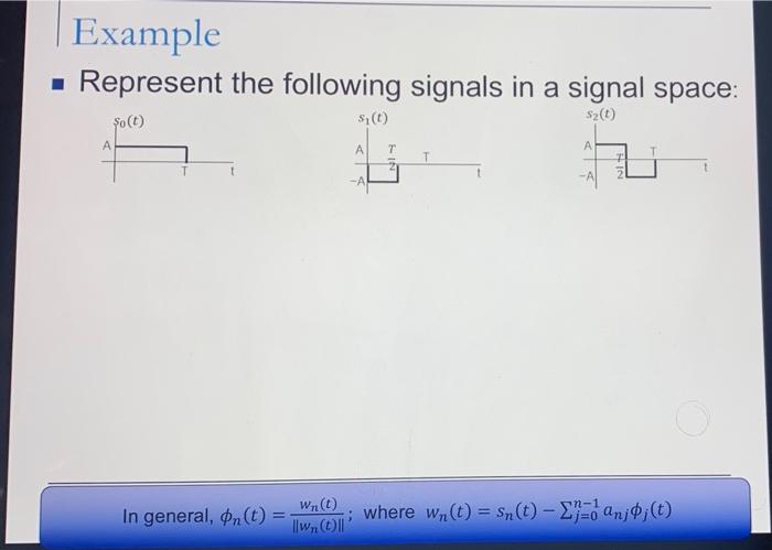Solved Example - Represent the following signals in a signal | Chegg.com