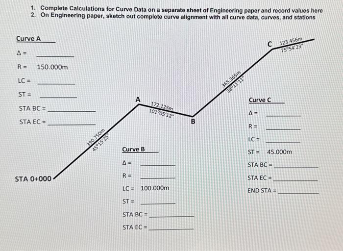 Solved 1. Complete Calculations for Curve Data on a separate | Chegg.com
