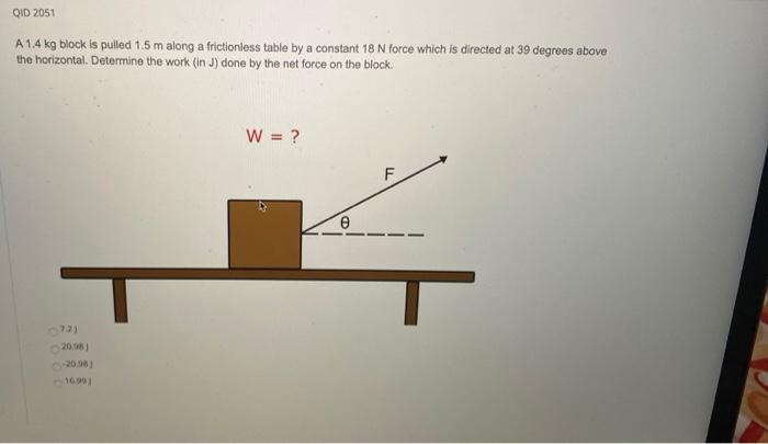 Solved A 1.4 kg block is pulled 1.5 m along a frictionless | Chegg.com