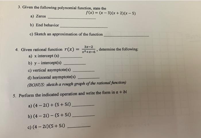 Solved 3. Given the following polynomial function, state the | Chegg.com