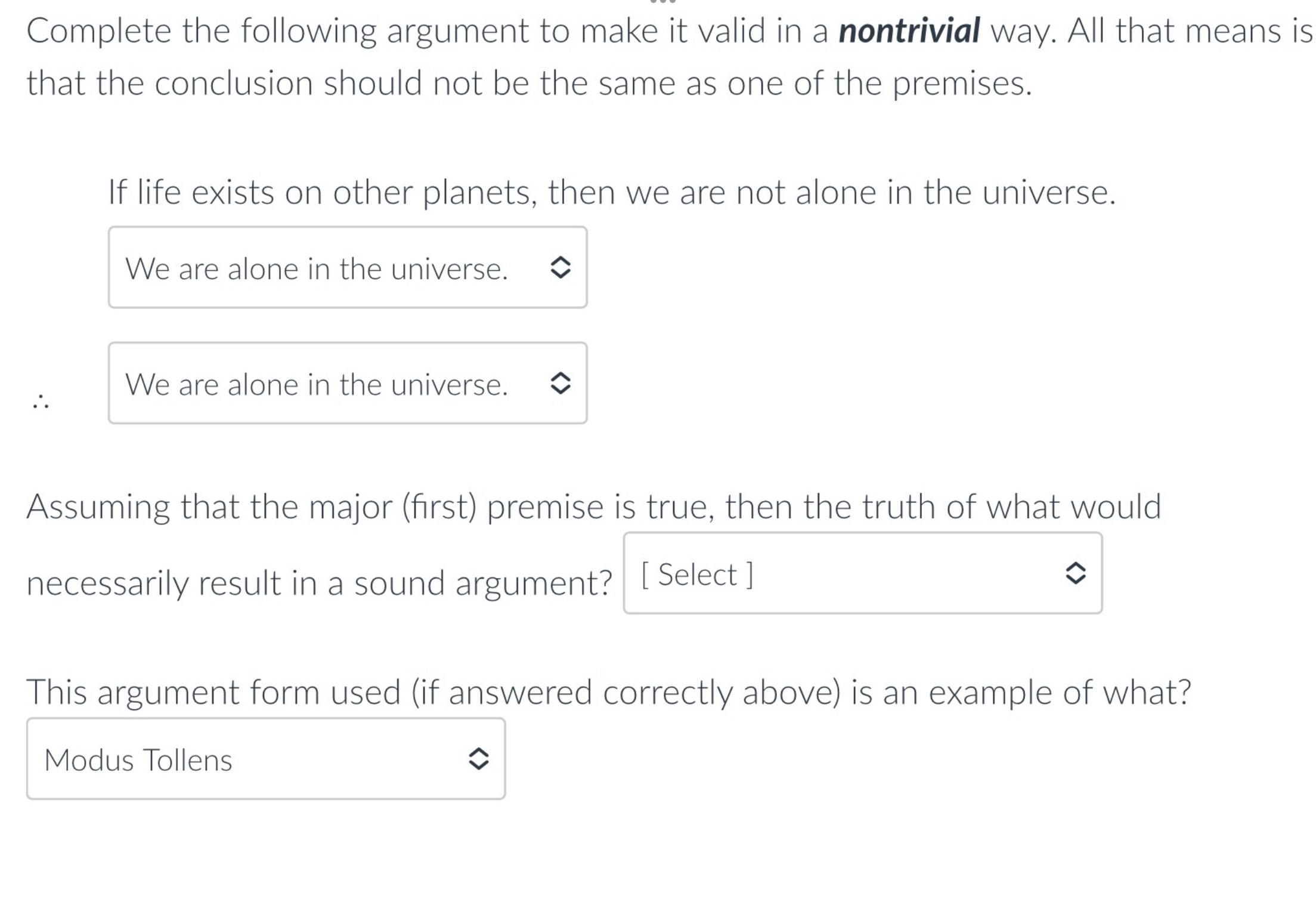 Solved Complete the following argument to make it valid in a | Chegg.com