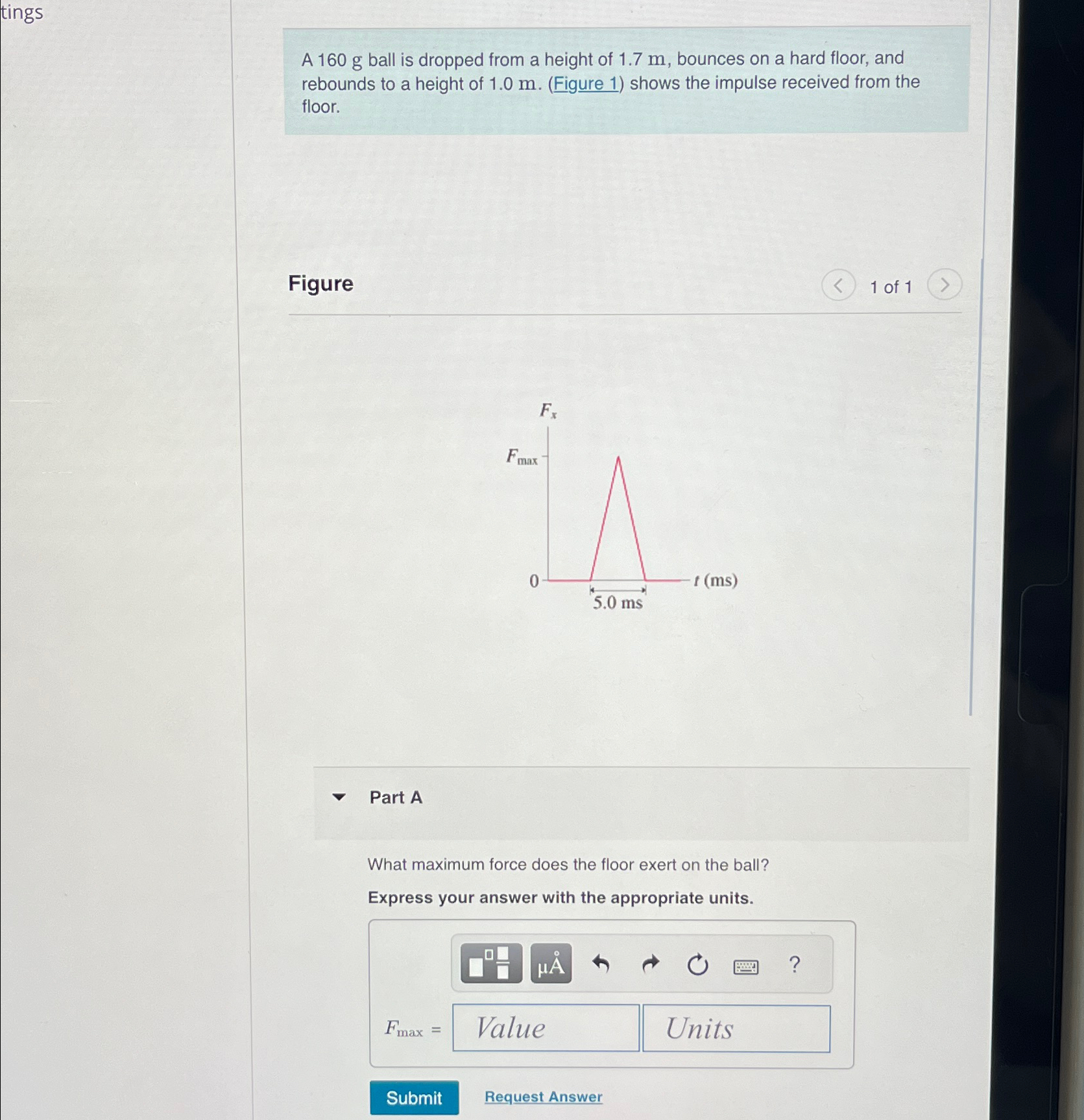 Solved A 160g ﻿ball is dropped from a height of 1.7m, | Chegg.com