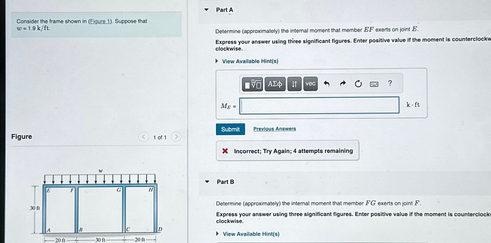 Solved Part AConsider the frame shown in (Figure 1). | Chegg.com
