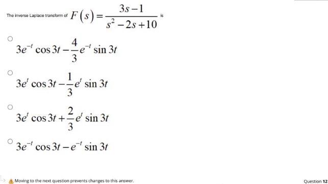 Solved 3e−tcos3t−34e−tsin3t3etcos3t−31etsin3t3etcos3t+32etsi | Chegg.com