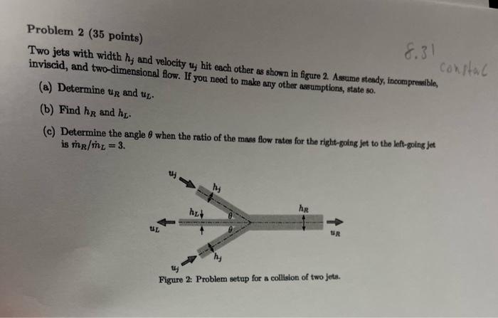 Hrohomi a (as polenin)Problem 2 ( 35 points) Two jets | Chegg.com
