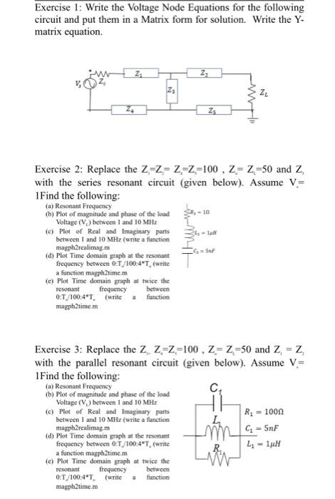 Exercise 1: Write the Voltage Node Equations for the | Chegg.com