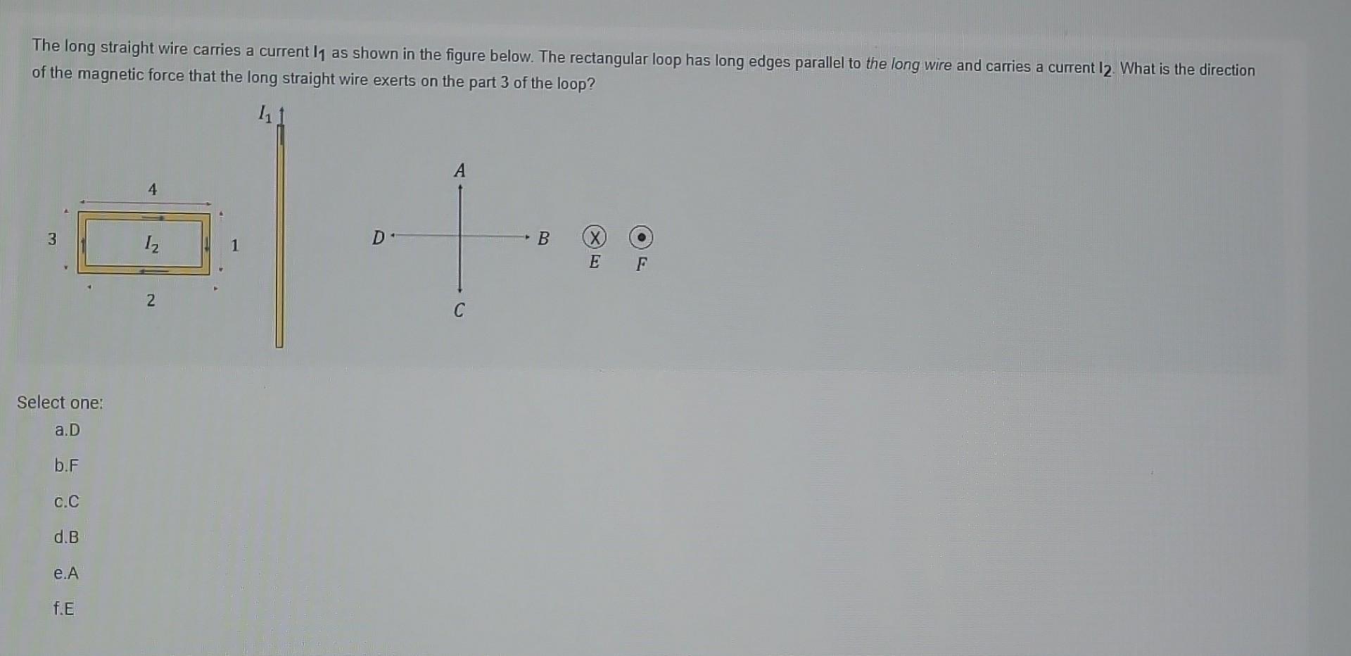 Solved The long straight wire carries a current l1 as shown | Chegg.com