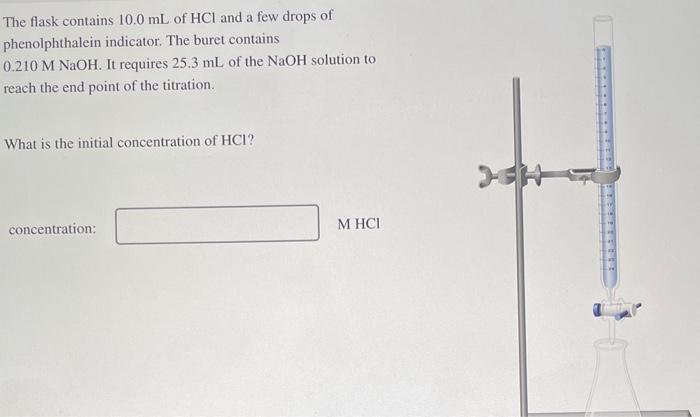 Solved The flask contains 10.0 mL of HCl and a few drops of | Chegg.com