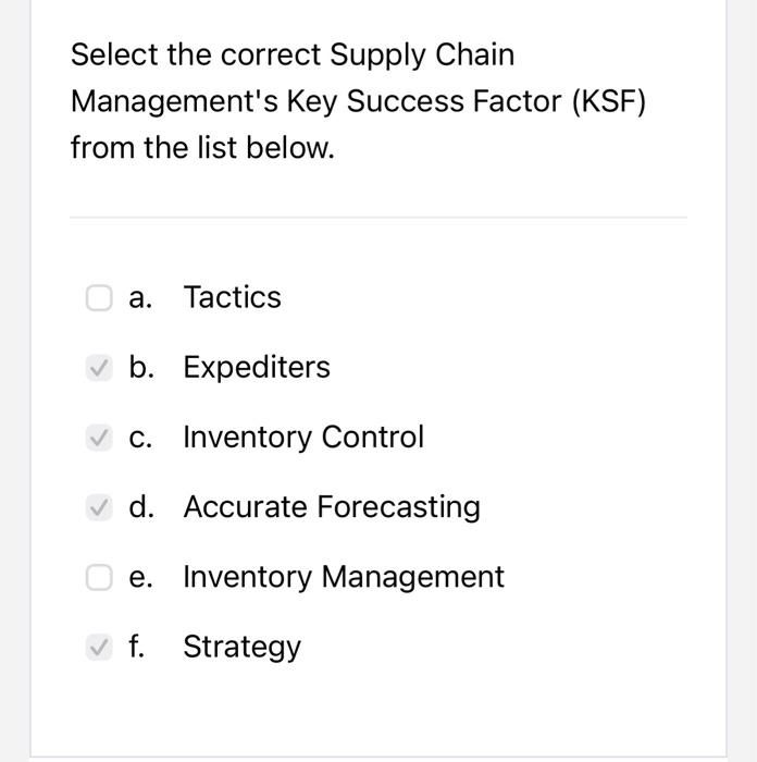 Solved Select the correct Supply Chain Management's Key | Chegg.com