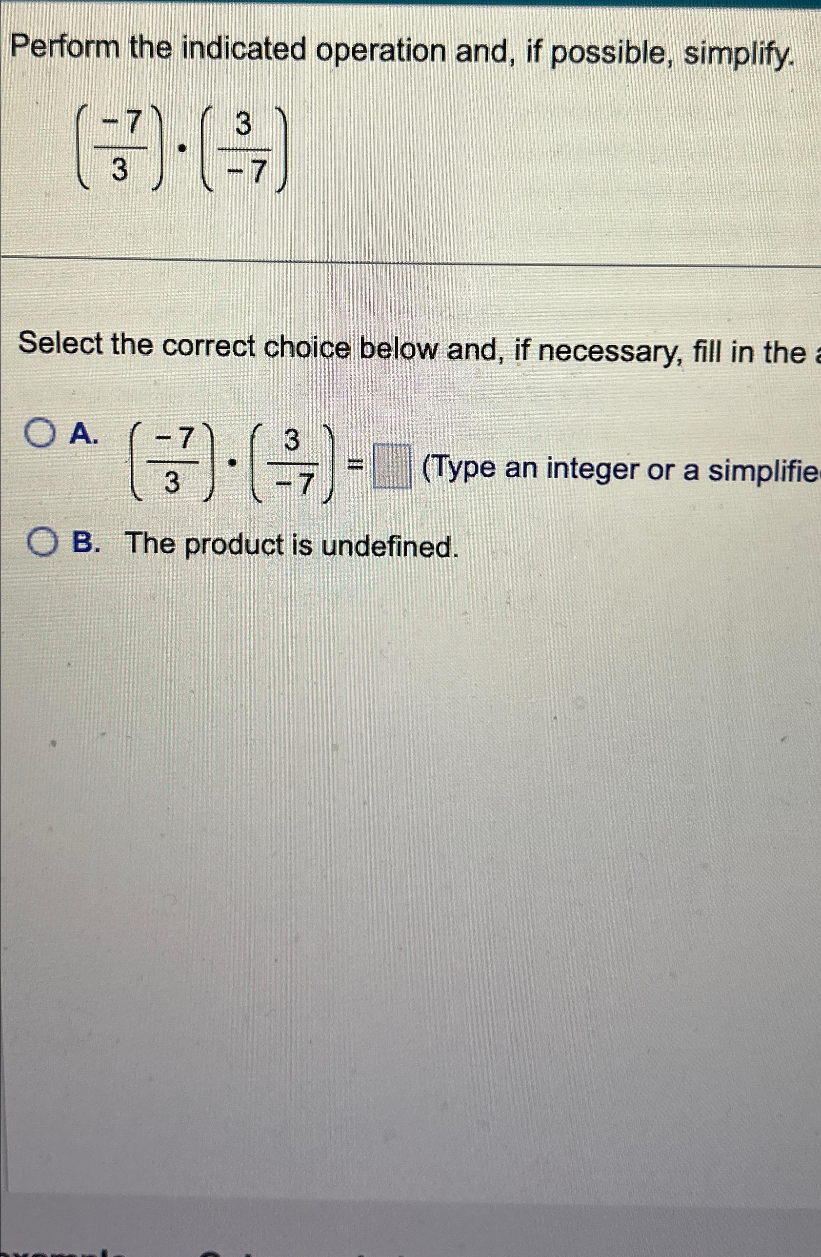 Solved Perform the indicated operation and, if possible, | Chegg.com