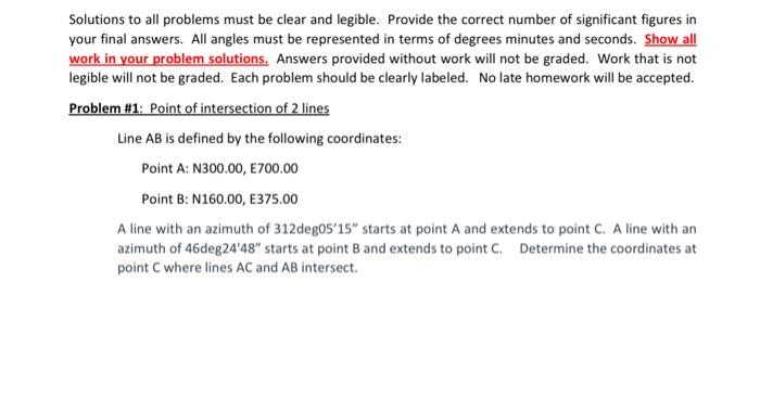 Solved Solutions to all problems must be clear and legible. | Chegg.com