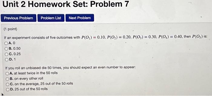 Solved Unit 2 Homework Set: Problem 7 (1 point) If an | Chegg.com