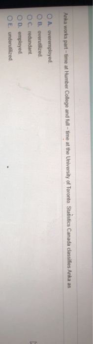 Solved Anka works part-time at Humber College and full-time | Chegg.com