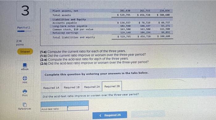 Solved 3 Part 1 of 2 214 points Skipped eBook Hint Print | Chegg.com