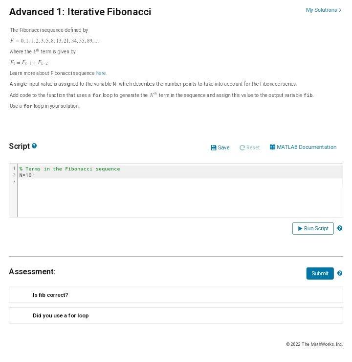 Solved Advanced 1: Iterative Fibonacci My Solution The | Chegg.com