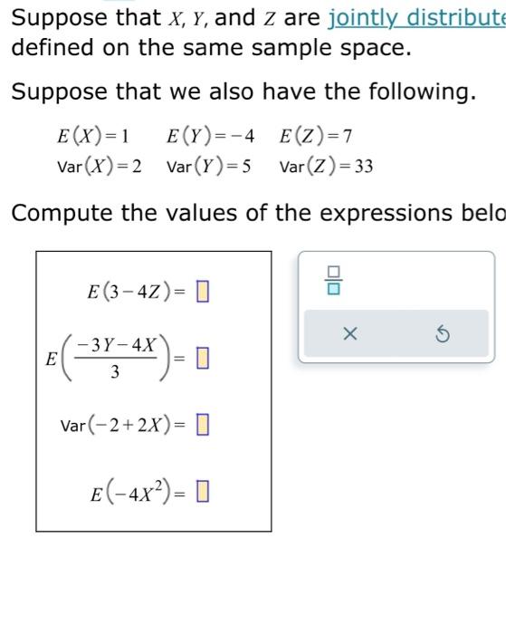 Solved Suppose that X,Y, and Z are jointly distribute | Chegg.com