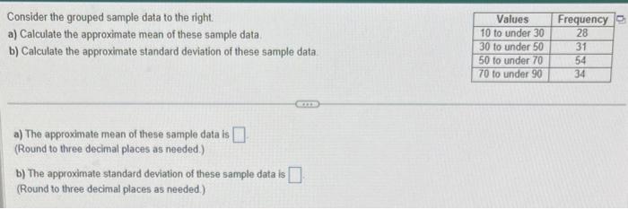 Solved Consider the grouped sample data to the right. a) | Chegg.com