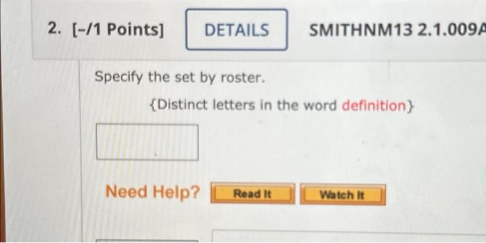 Solved Specify the set by roster. \{Distinct letters in the | Chegg.com