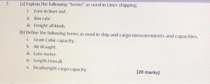 Solved 2. (a) Explain the following terms" as used in Liner | Chegg.com