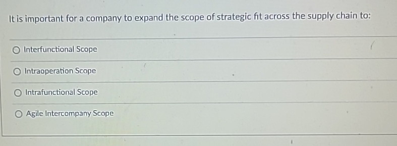 Solved It is important for a company to expand the scope of | Chegg.com