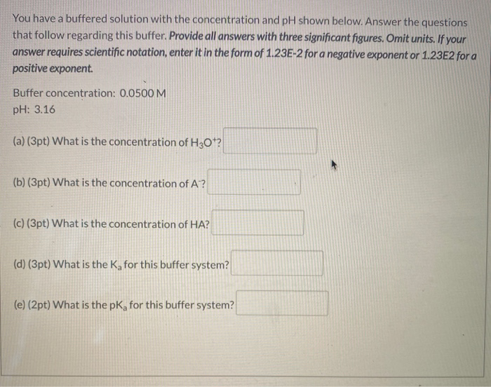 Solved You have a buffered solution with the concentration | Chegg.com