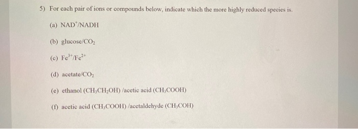 Solved 5) For cach pair of ions or compounds below, indicate | Chegg.com Solved 5) For cach pair of ions or compounds below, indicate | Chegg.com